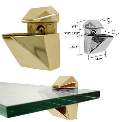 Polished Gold Adjustable Glass or Wood Shelf Brackets - Pair - Walmart.com