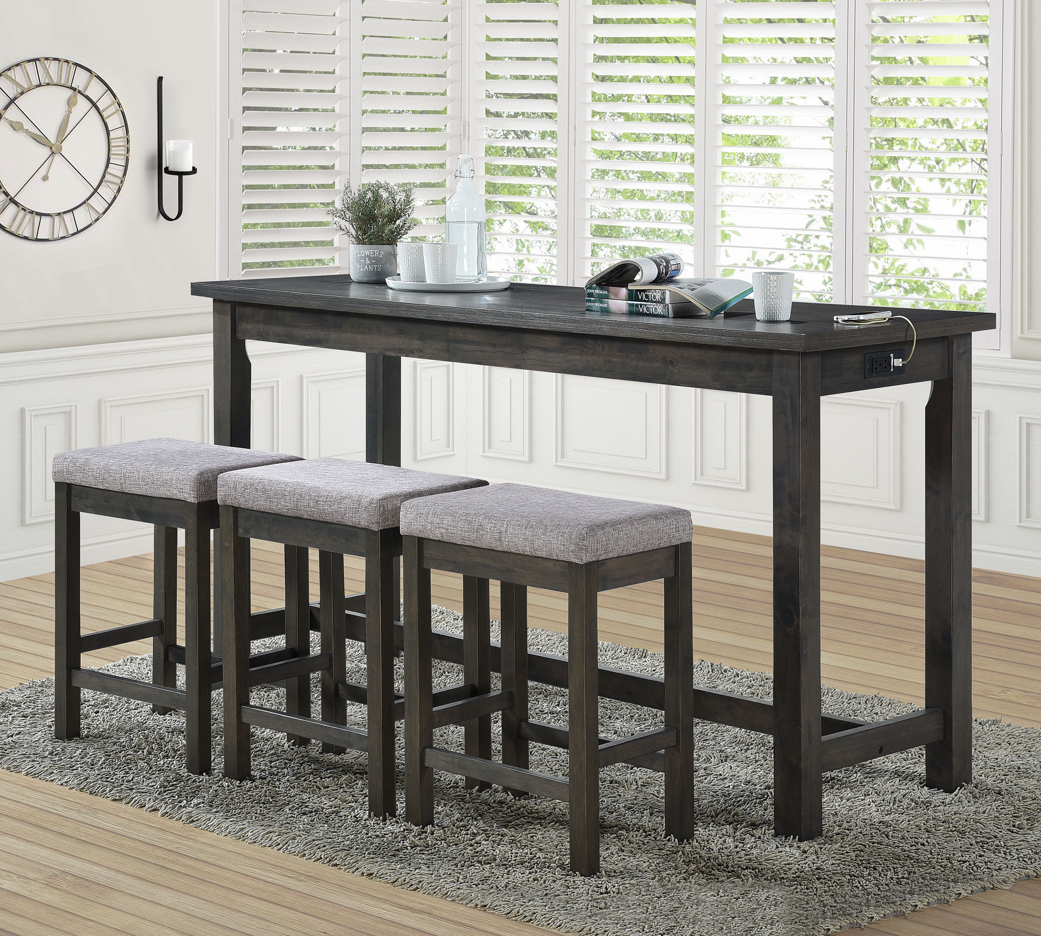 Connected 4-Piece Counter Height Dining Set, Espresso - Walmart.com