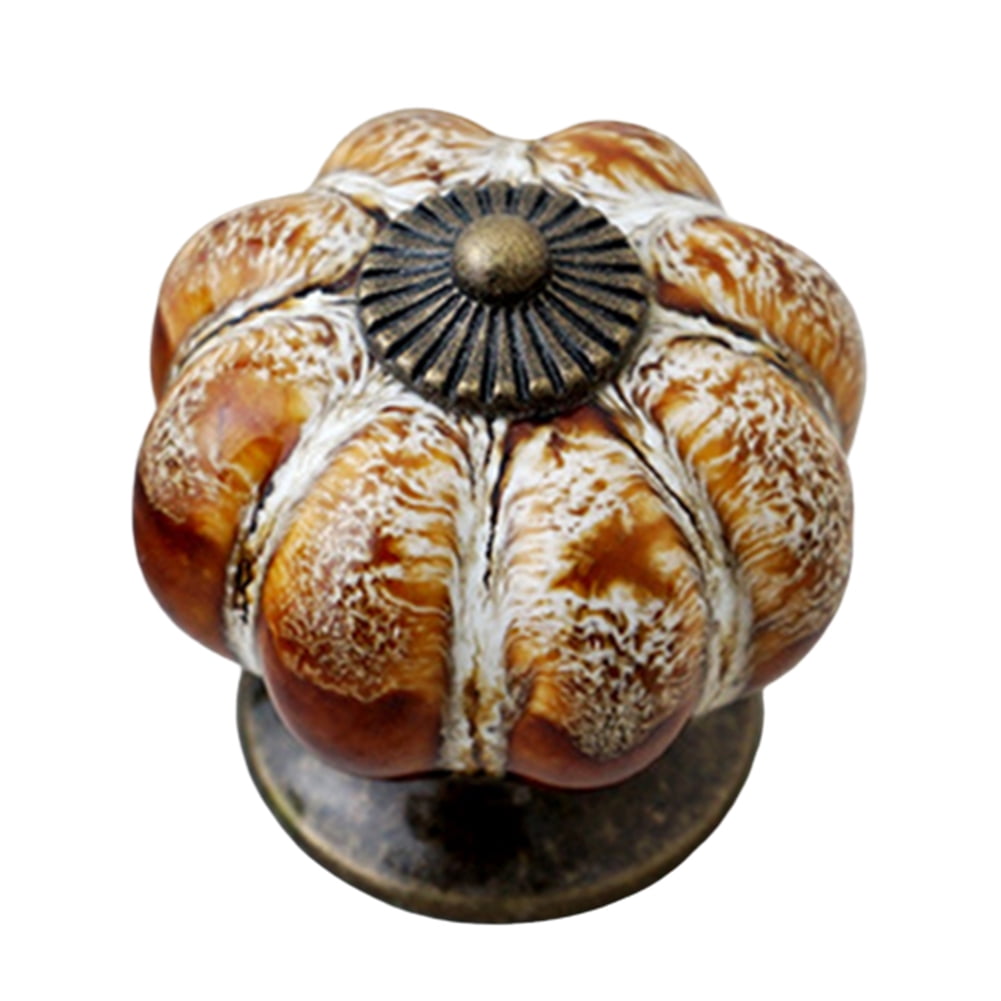 Round Ceramic Pumpkin Cabinet and Furniture Knobs Pulls Chrome Finished ...