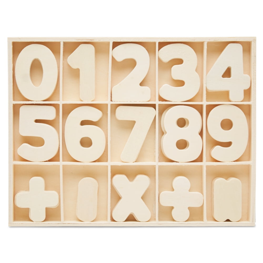 Wood Number Sorting Tray, Pack of 3 Unfinished Craft Wooden Numbers ...