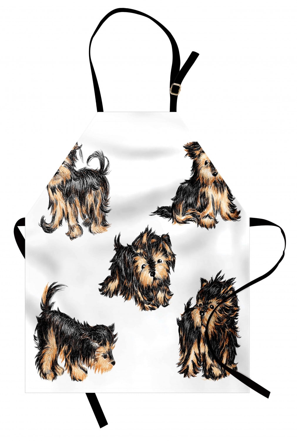 Yorkie Apron Hand Drawn Cute Yorkies Realistic Yorkshire Terrier Images ...