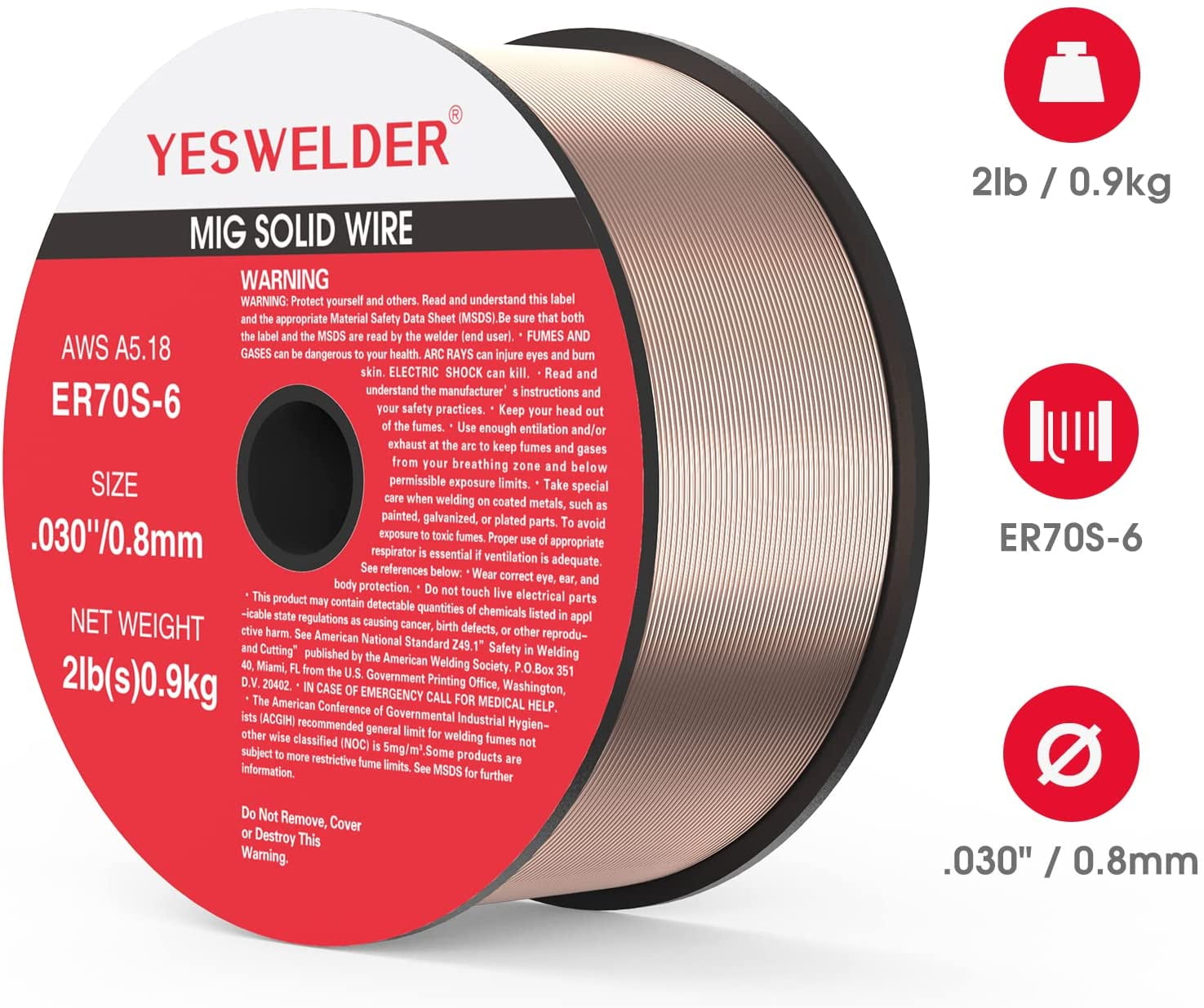 Buy YESWELDER ER70S-6 .035-Inch on 2-Pound Spool Carbon Steel Mig Solid Welding Wire Online at ...