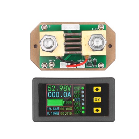 90V 0-500A Digital LCD Display Coulometer 2-way Current Measurement ...