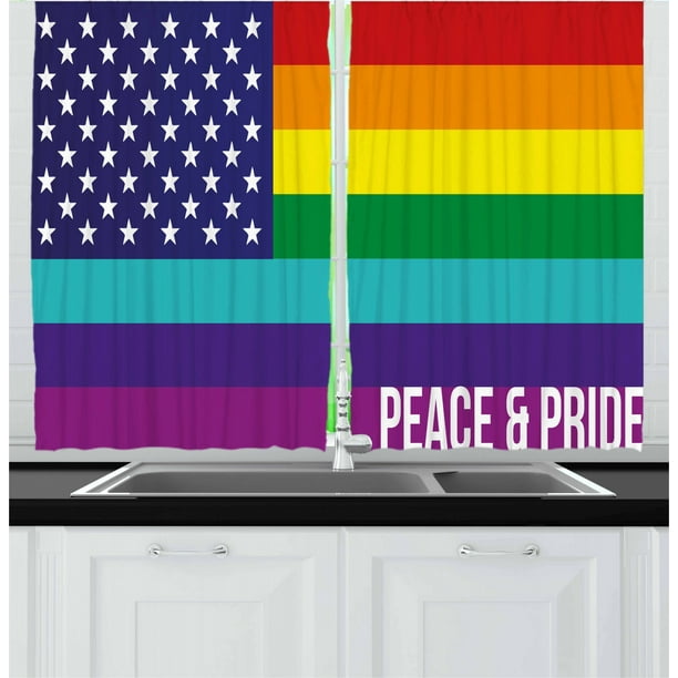 Pride Curtains 2 Panels Set Mixed Flag Design American And Lgbt Gay