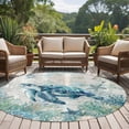 Blue Teal Turtle Coastal 6FT Round Area Rugs for Living Room Summer ...
