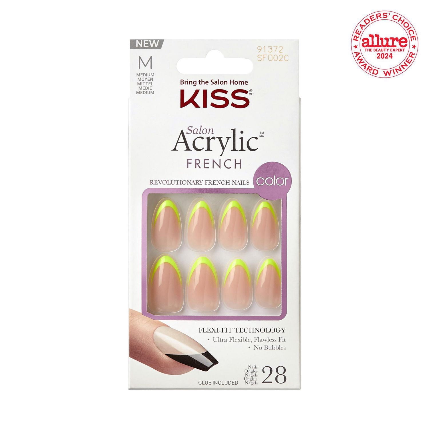 Click here for Kiss Salon Acrylic French  Hype  Neon Yellow  Medi... prices