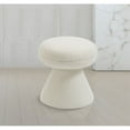 Meridian Furniture Drum Cream Faux Shearling Teddy Fabric Ottoman/Stool ...