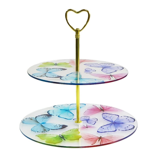 2 Tiered Cake Stand Serving Tray Desserts Rack Platter Cupcake Display ...