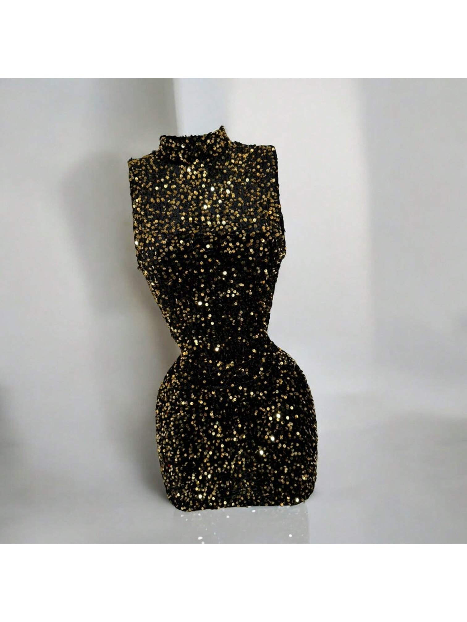 Vestido de Lentejuelas de Cuello Alto y Manga Larga - Brilla en tus ...