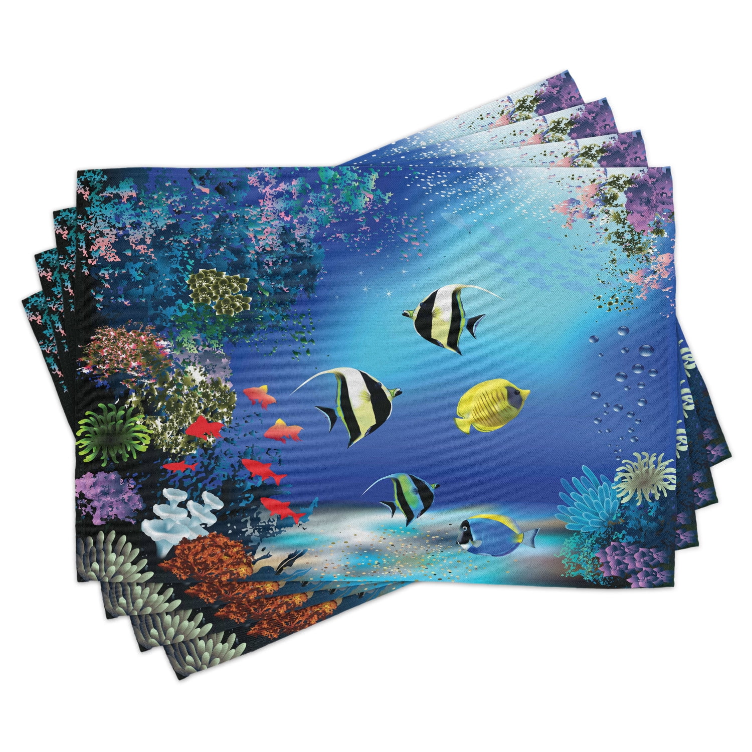 Ambesonne Sea Place Mats Set of 4, Ocean Coral Reefs Tropic, Standard ...