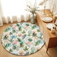 Boho Palm Tree Round Living Room Rugs 4 ft, Vintage Beach Exotic Green ...