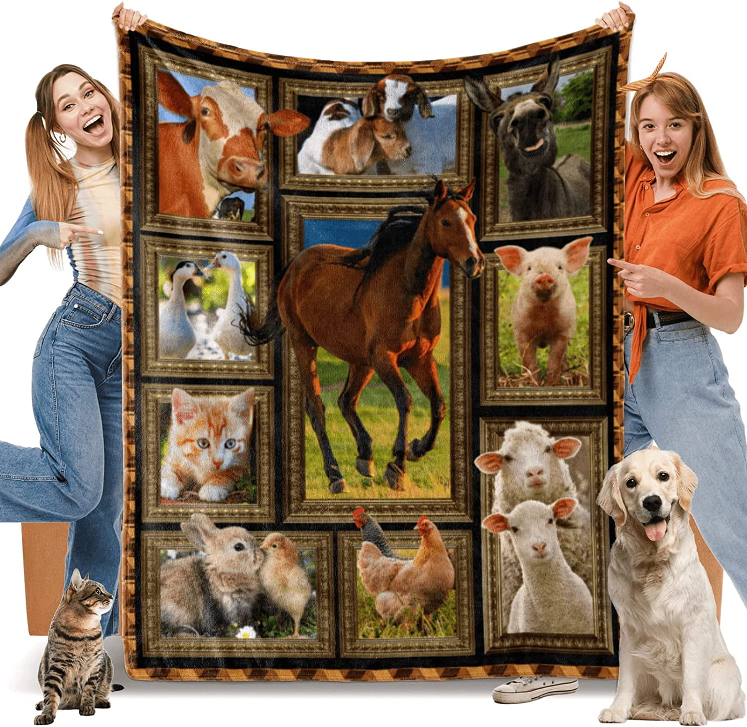 Farm Animals Blanket for Women Men, Farm Animals Gifts for Women Mens ...