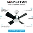 Bell+Howell Socket Breeze Socket Fan Light with Remote, Portable Small ...