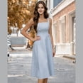 Aellinatey Elegant Maxi Dress for Women Square Neck Color Stripe Fitted ...