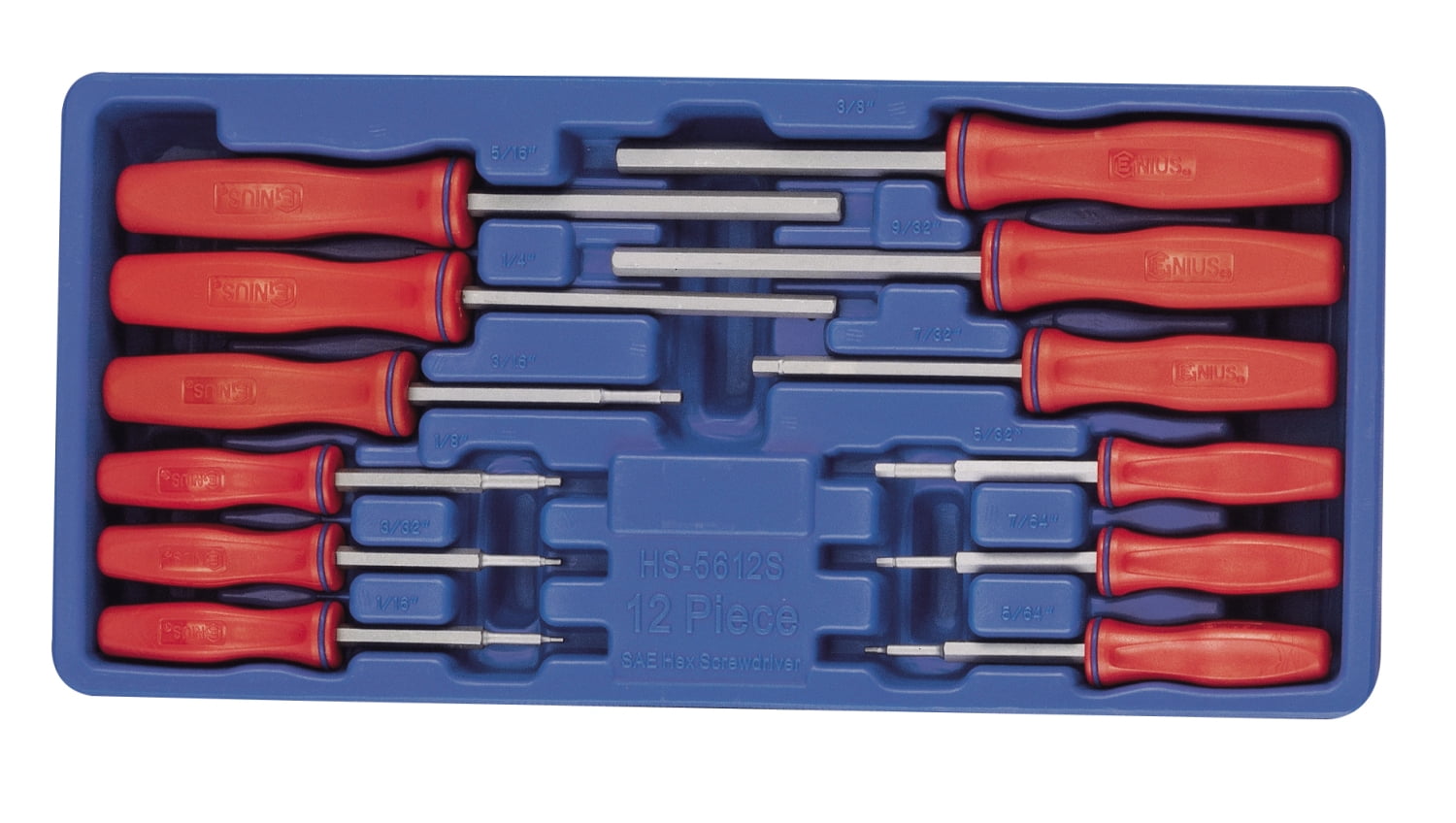 Genius Tools 12 Piece SAE Hex Screwdriver Set - HS-5612S - Walmart.com