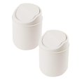 2 Pcs White Mini Desktop Trash Can with Flip-Top Lid, Leak-Proof Small ...