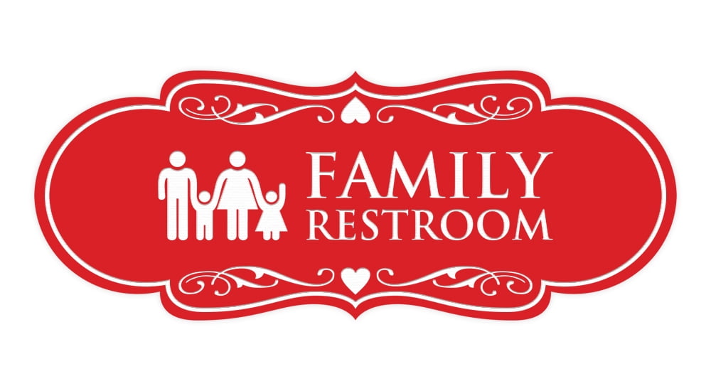 Signs ByLITA Designer Family Bathroom Restroom Sign (Red) - Medium ...
