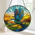 Bird in Flight Stained Glass Style Suncatcher – Round Window Hanging ...