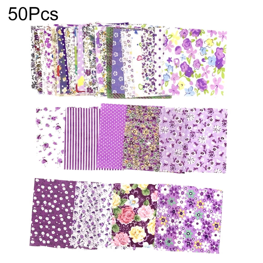 Cuteam Sewing Fabric,50Pcs 10x10cm Floral Patchwork Cotton Fabric Plain ...