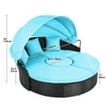 Dextrus Round Outdoor Daybed with Retractable Canopy and Rattan Wicker ...