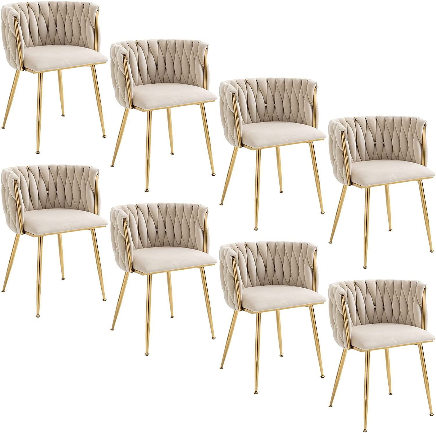 Gold Velvet Dining Chairs Modern Accent Chairs Set of 8 Boucle Velvet ...