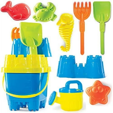 Playkidz Sandmax 2.3LB Bucket - Beach Day Fun Playset with Castle Molds ...