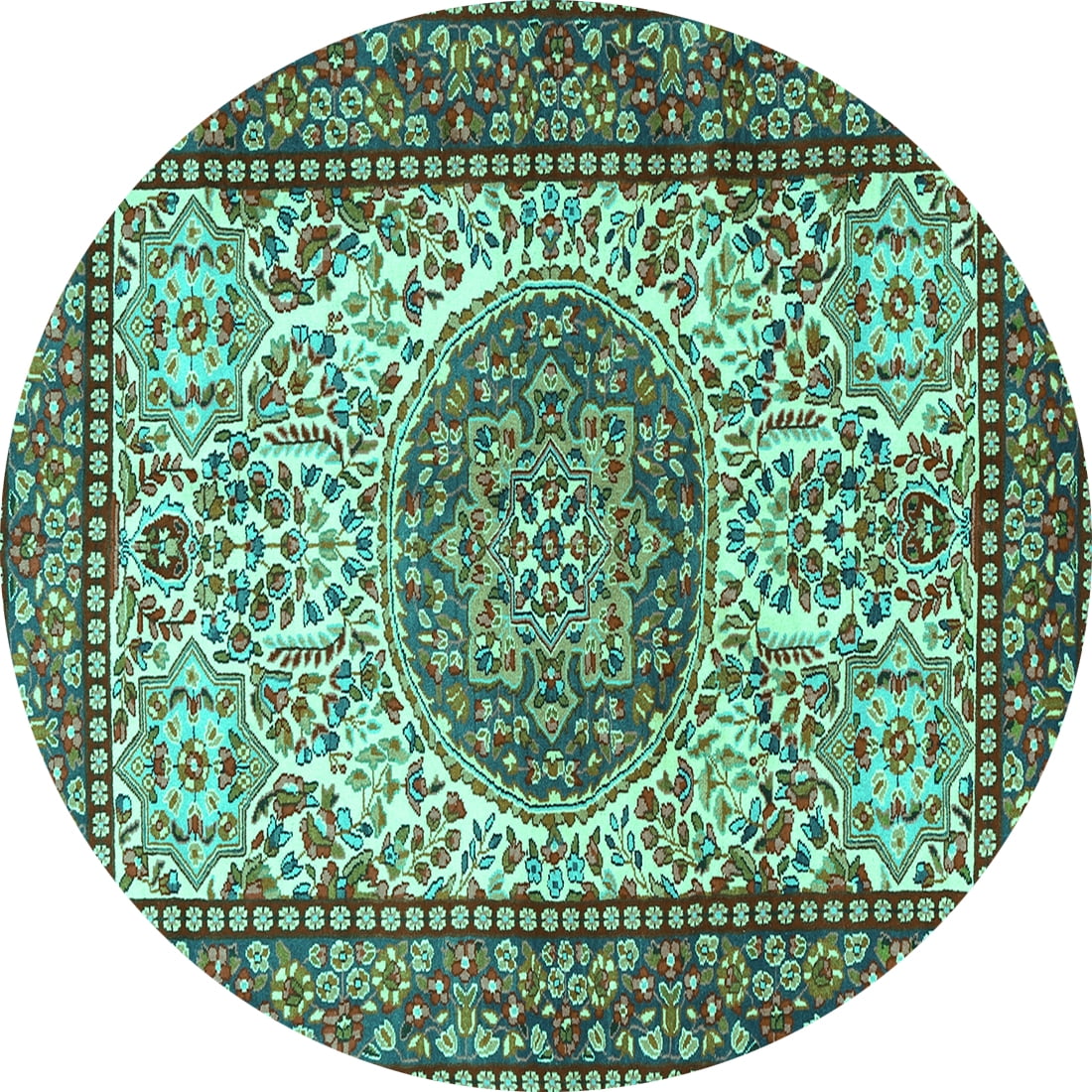 Ahgly Company Indoor Round Persian Turquoise Blue Traditional Area Rugs ...