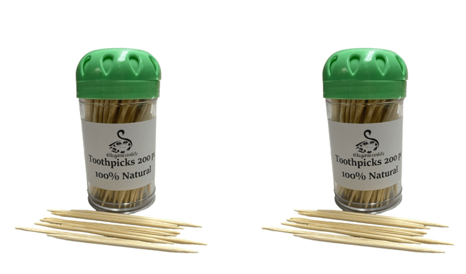 Eleganceinlife Toothpicks 200 pieces Each 100% Natural Pack of 2 = 400 ...