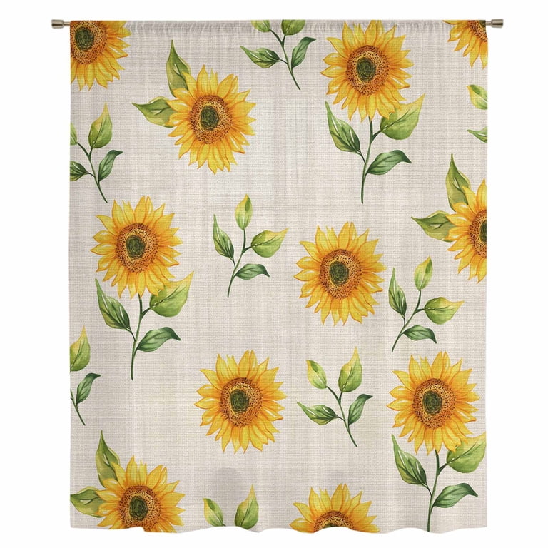 Sunflower Semi Sheer Curtains Drapes for Living Room,Bedroom,French ...