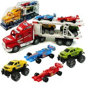 High Powered Truck! Strong Power Truck Series Auto Carrier W/4 Cars Toy ...