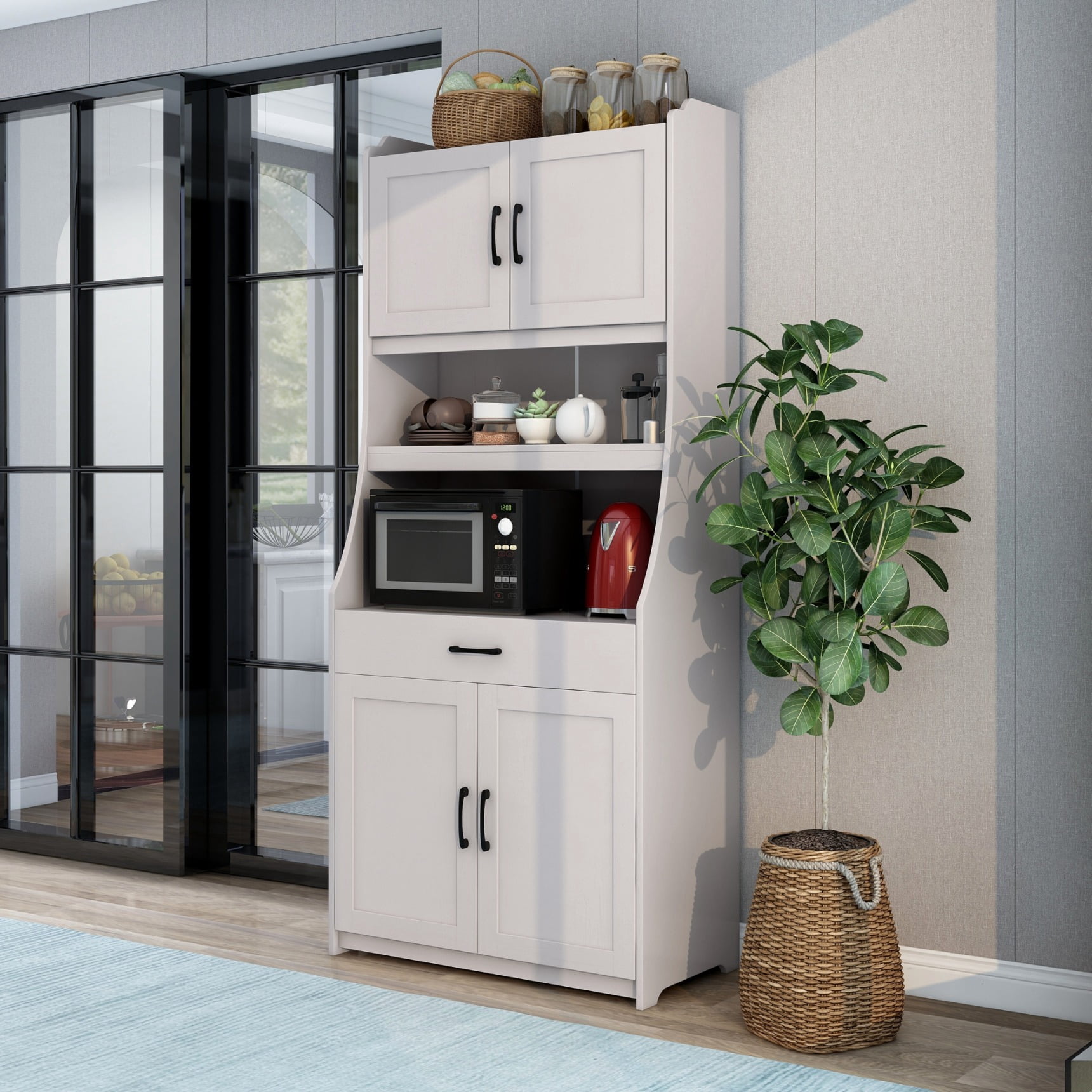 Pantry Cabinet, Kitchen Buffet Cabinet Freestanding Food Cabinet Buffet ...