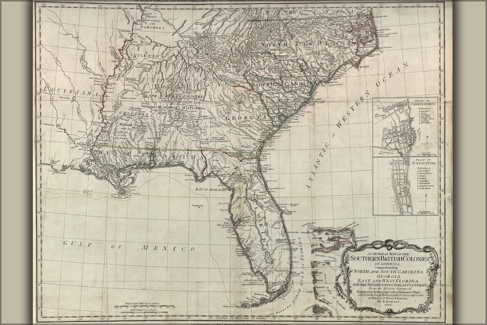 24"x36" Gallery Poster, map of georgia florida north & south carolina ...