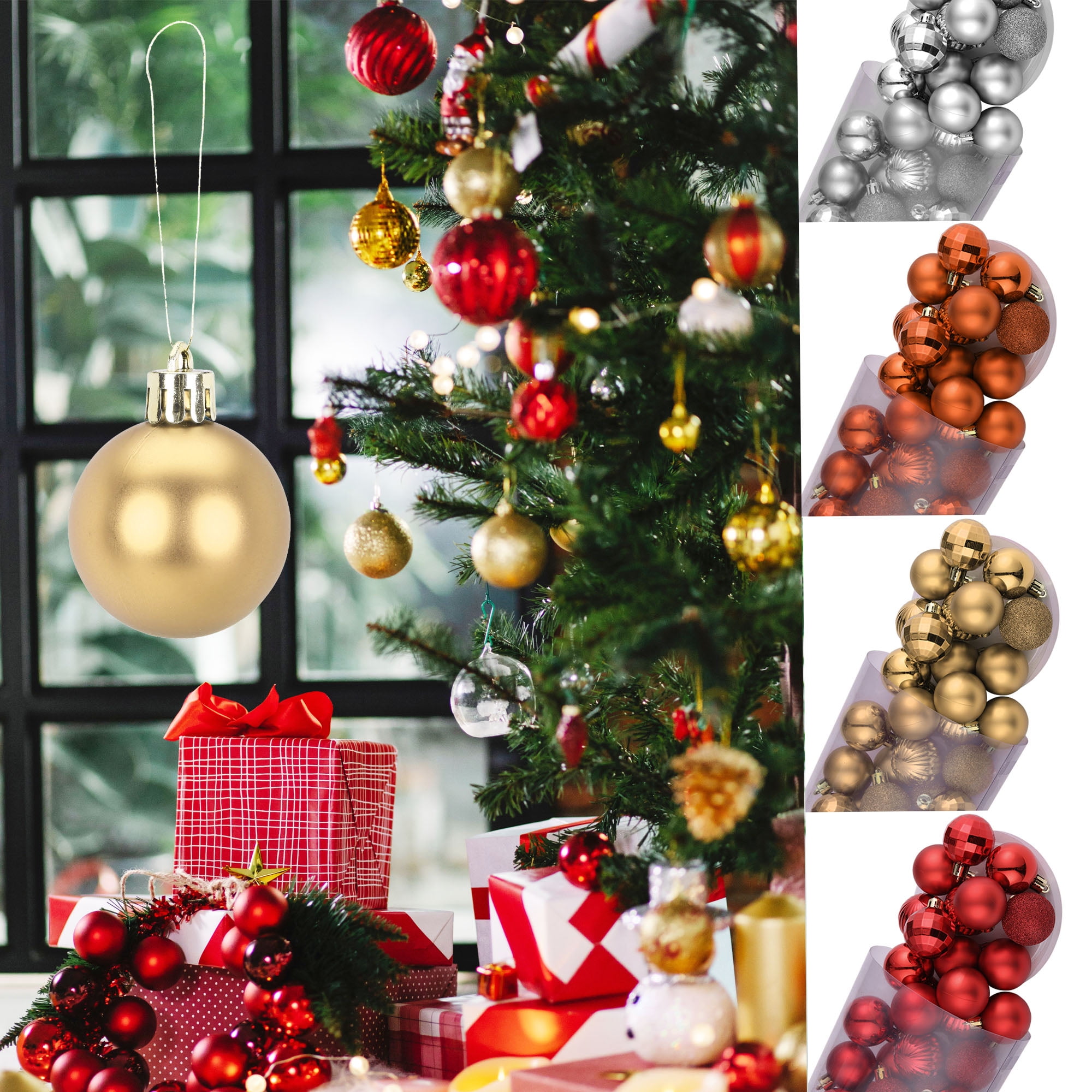 34pcs Christmas Balls Christmas Tree Ornaments Ball Xmas Hanging Tree ...