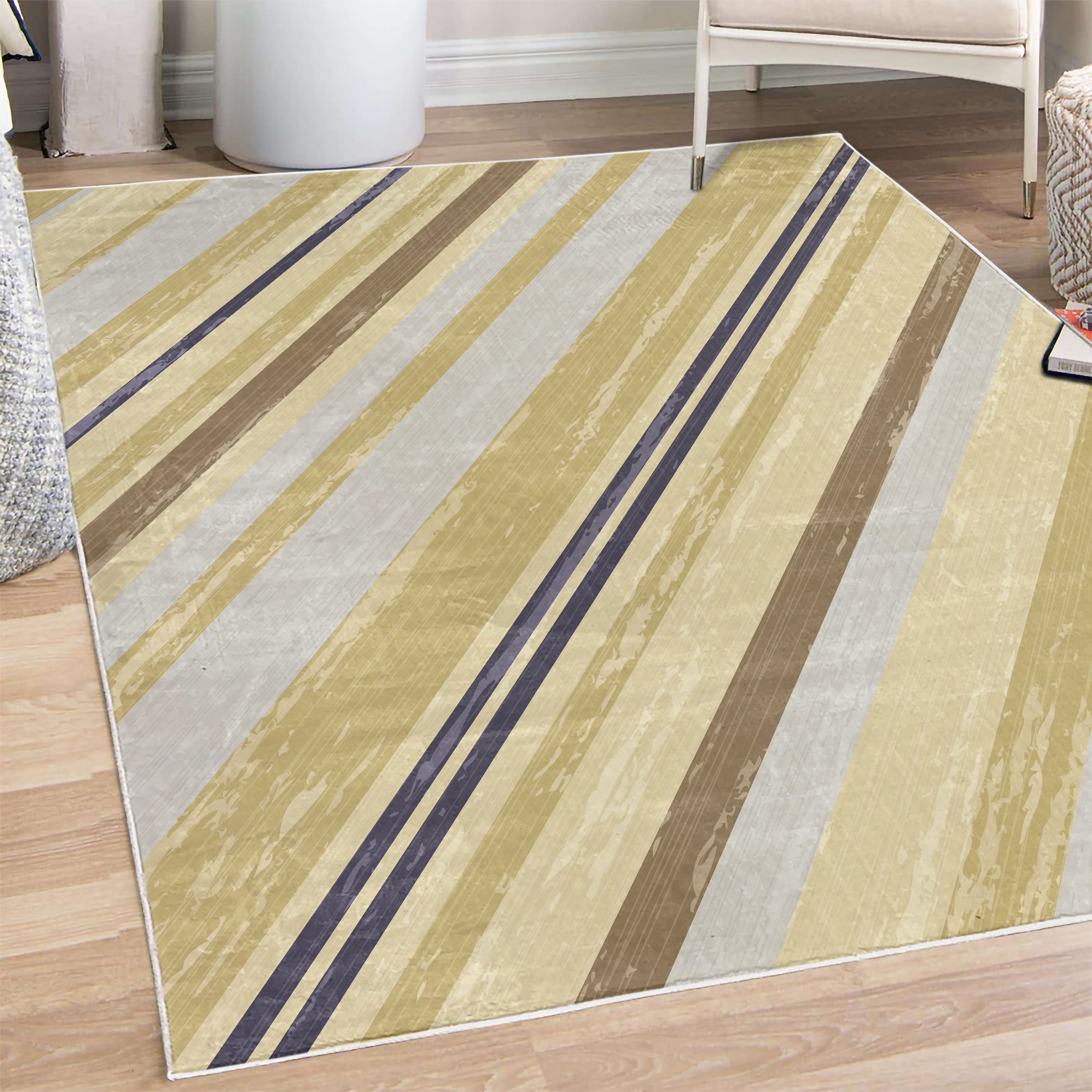 Vintage Decorative Rug, Diagonal Stripes on Old Aged Design Grungy ...