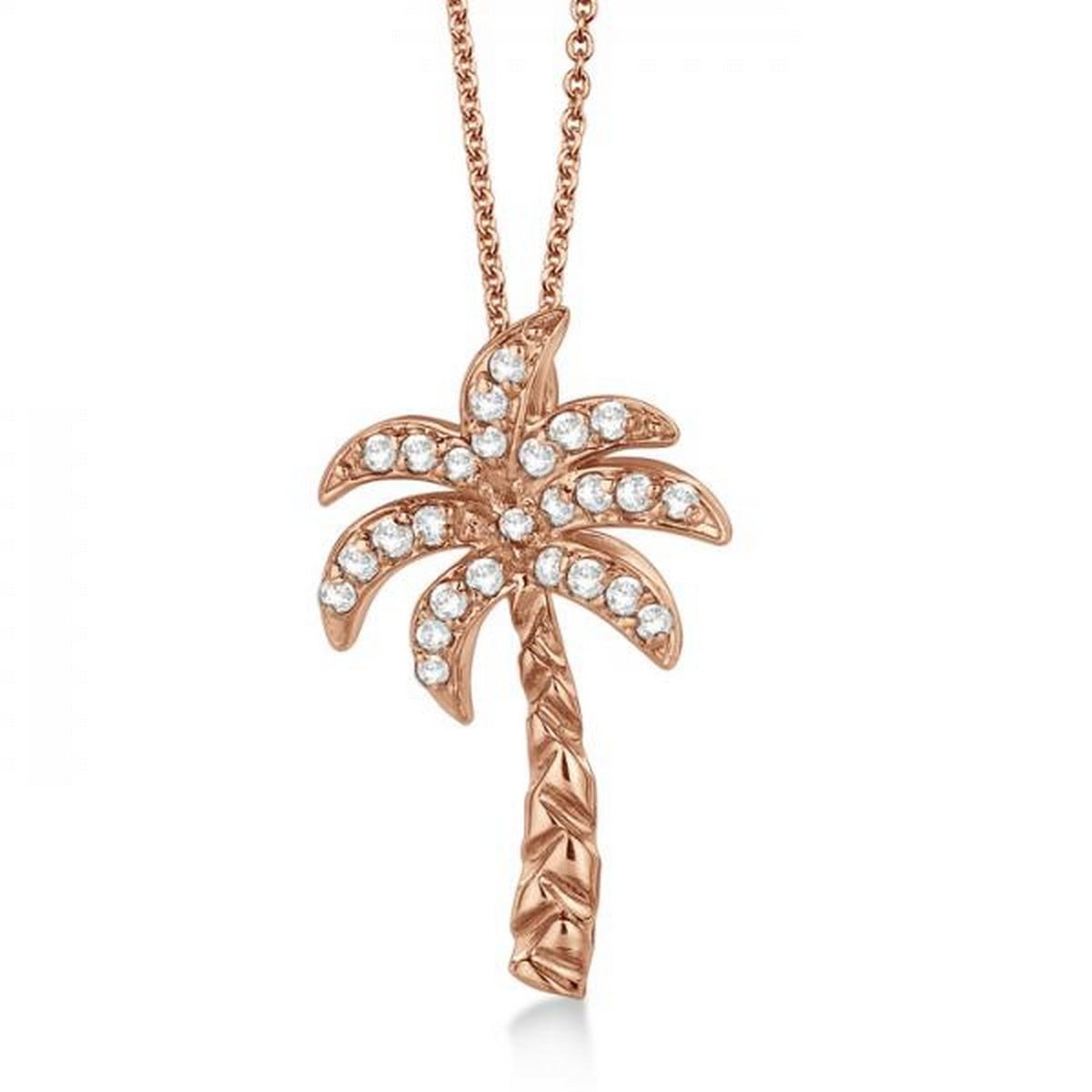 Seven Seas Jewelers - Palm Tree Shaped Diamond Pendant Necklace 14k ...