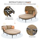Outdoor Patio Daybed with Retractable Canopy, Rattan PE Wicker Back ...