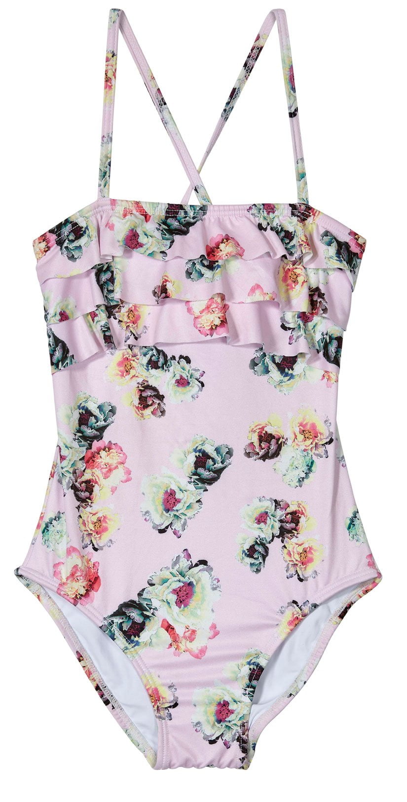 PilyQ Girls Rose Fleur Ruffle One Piece RFL-607P Floral / 2 - Walmart.com