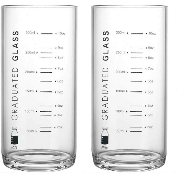 HSHDLDF 2PCS Glass Measuring Cup, 10 Ounces/ 300 ml Graduated Measuring Cup Shot Glass in ...