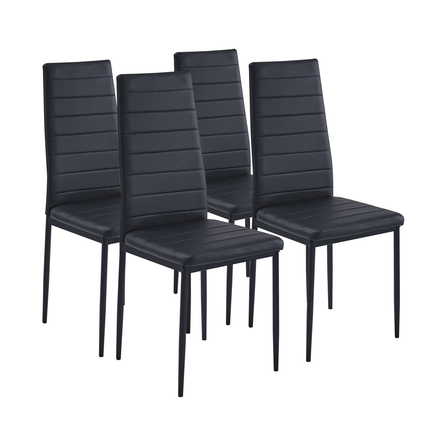 Dining Chair Set of 4, Modern Kitchen Chairs PU Side Chairs with Metal ...