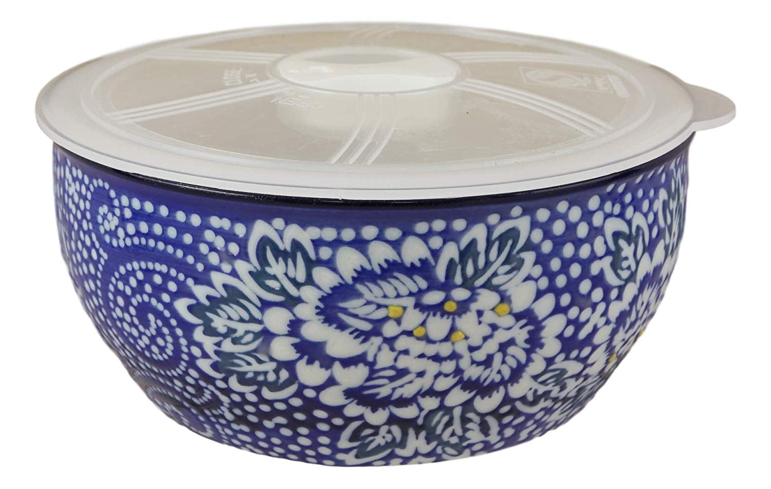 Ming Style White Blue Floral Design Ceramic Meal Lunch Storage Bowl ...