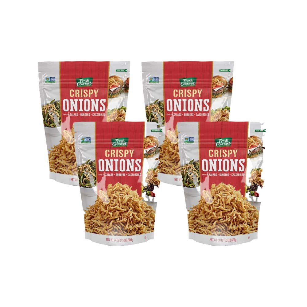 Fresh Gourmet Crispy Onions Snack and Salad Topper, 24 oz (Pack of 4 ...