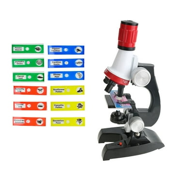 AmScope 120X-1200X 52-pcs Kids Beginner Microscope Kit with Slides, LED ...
