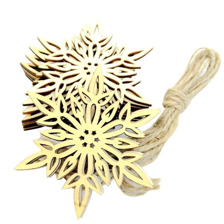 homeholiday Hollow out Pendant Hanging Leaf Snowflake Log Wood Chip Art ...