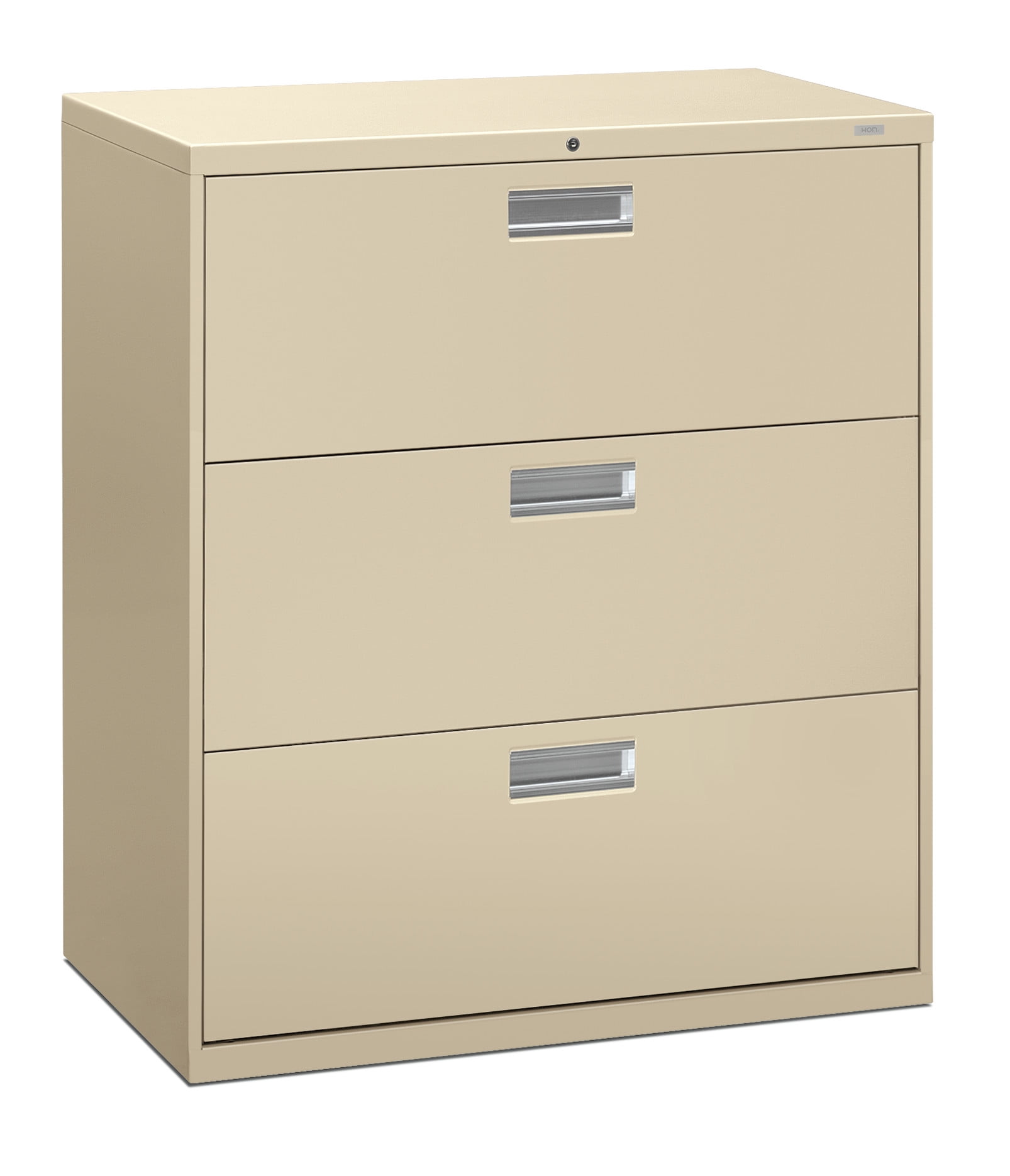HON Brigade 600 Series Lateral File, 3 Drawers, Polished Aluminum Pull ...