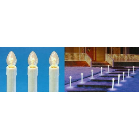 Set of 10 Pre-Lit C7 Candle Christmas Pathway Markers - Clear Lights ...