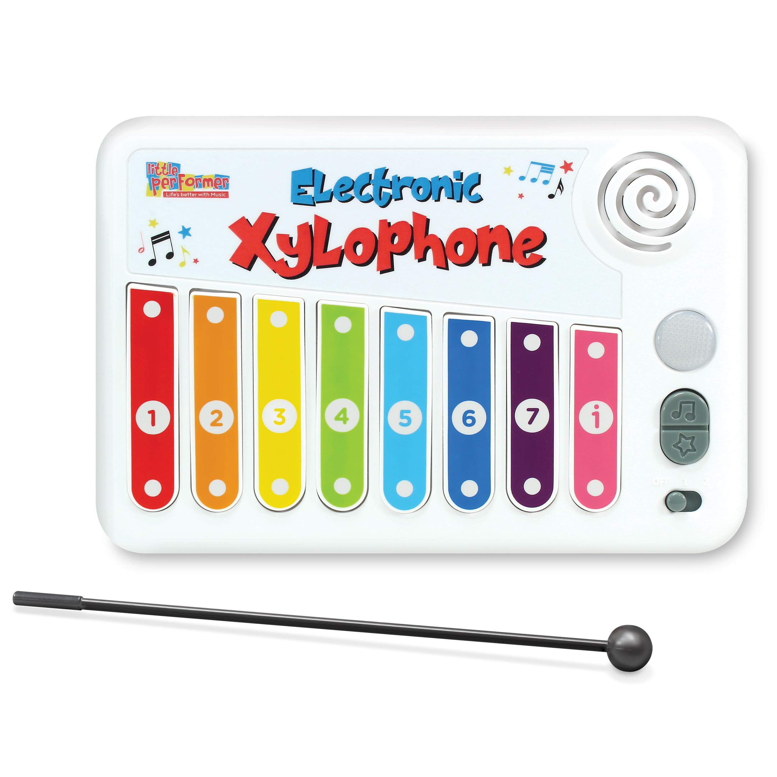 Little Performer Electronic Xylophone with Colorful Keys & LED Lights ...
