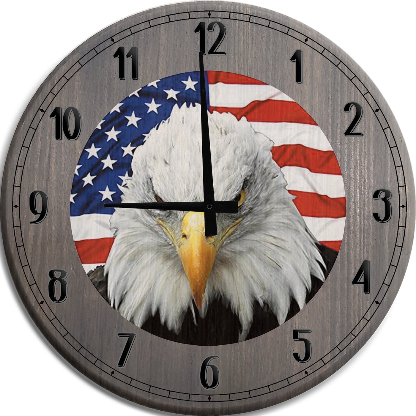 Large Wall Clock Patriotic American Eagle with USA Flag Man Cave Wall ...