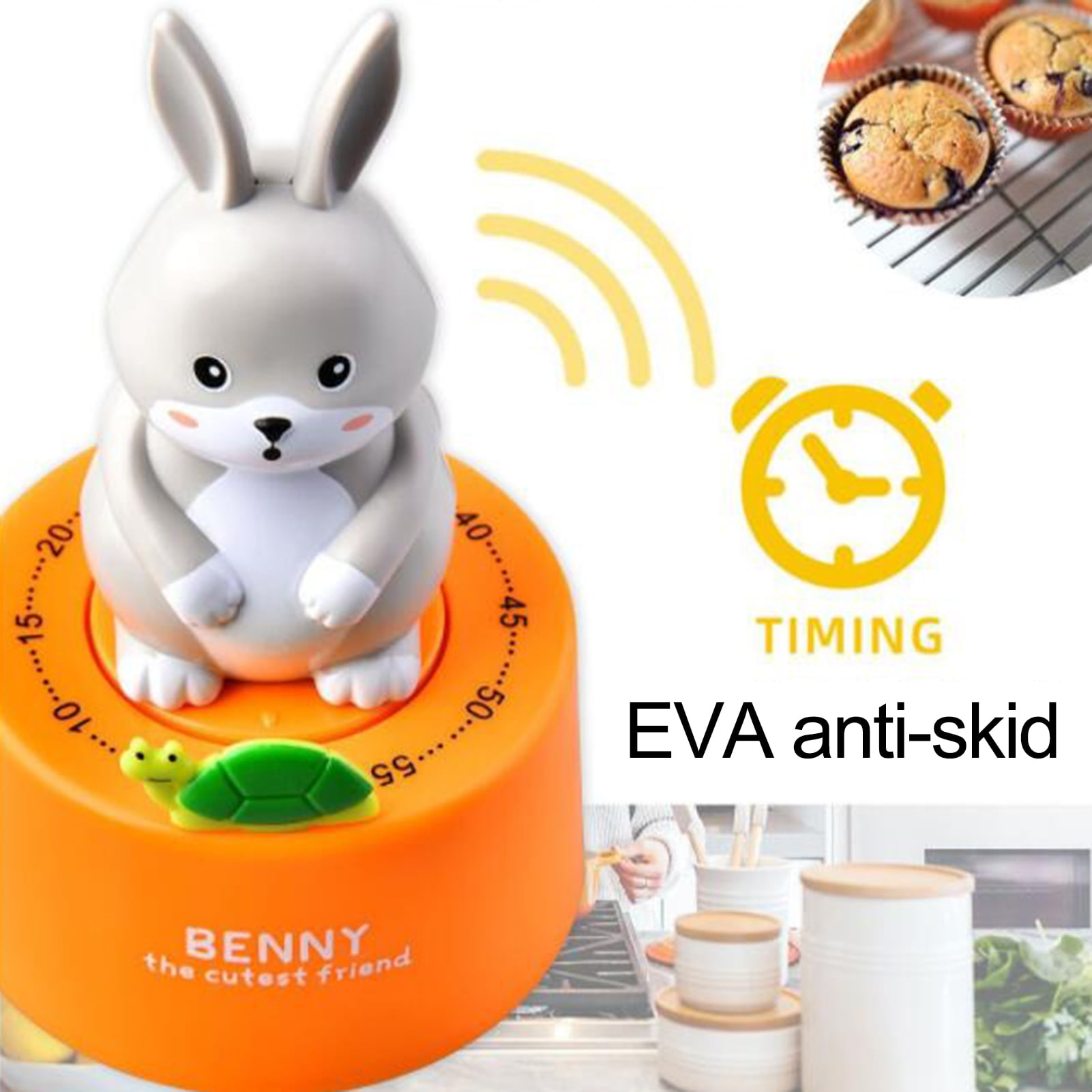 Trayknick Cartoon Mechanical Timer Cute Animal Shape 60-Minute Wind Up ...