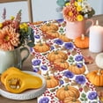 Autumn Pumpkin Purple Flower Table Runner 13x72in Non-Slip Cotton Linen ...