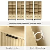 EYYTHUNG Fluted Tall Bookcase with Drawers Set of 4, 71" Tall Bookshelf ...